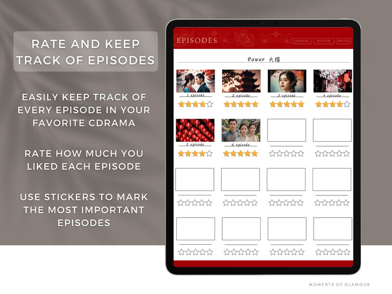 Cdrama Journal Digital C Drama Planner Chinese Drama Tracker C-drama List Digital Cdrama Movie ...