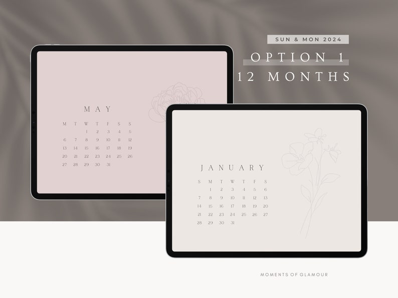 Digital Wallpaper 2024 iPad Wallpaper Calendar Tablet Background ...