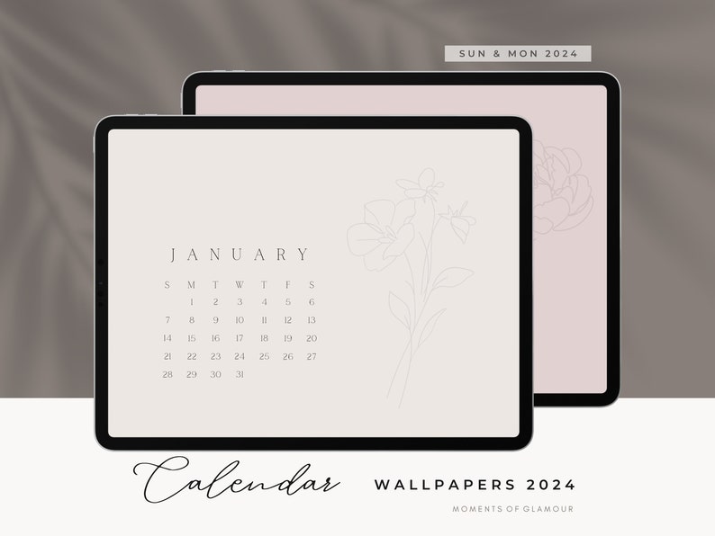 Digital Wallpaper 2024 iPad Wallpaper Calendar Tablet Background ...