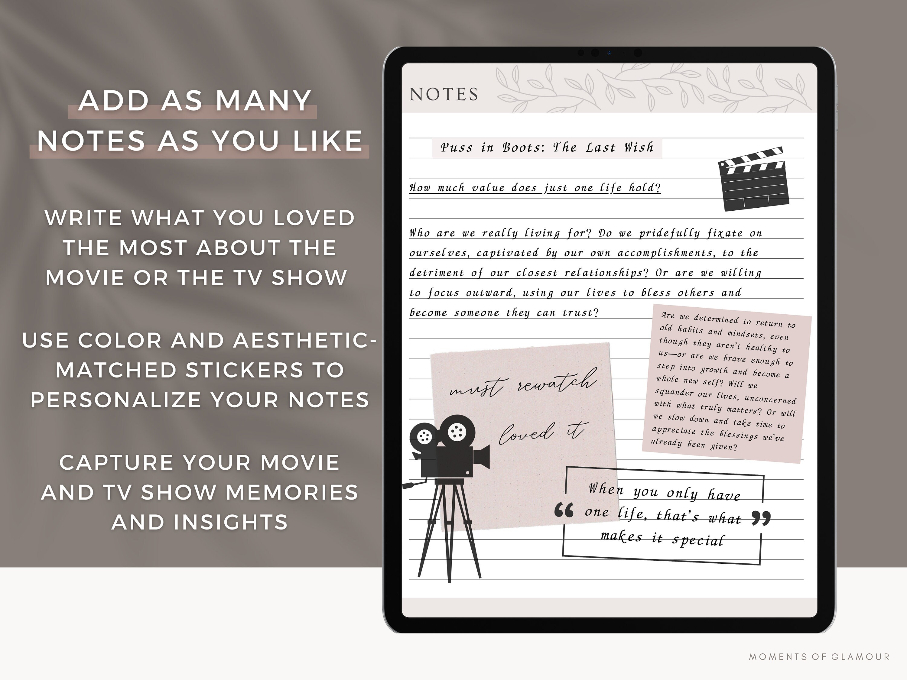 Movie Journal Digital Planner for Movies & TV Shows iPad Movie ...
