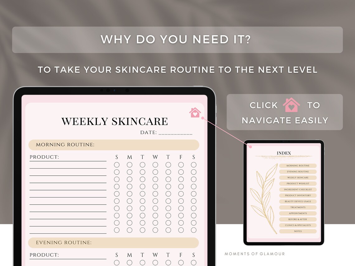 Skin Care Routine Journal Digital Self Care Planner for Skincare ...