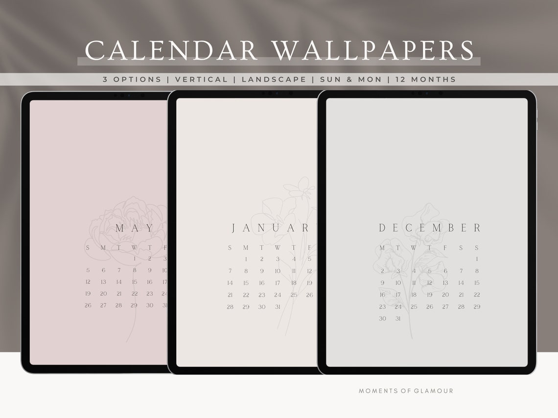 Digital Wallpaper 2024 iPad Wallpaper Calendar Tablet Background ...
