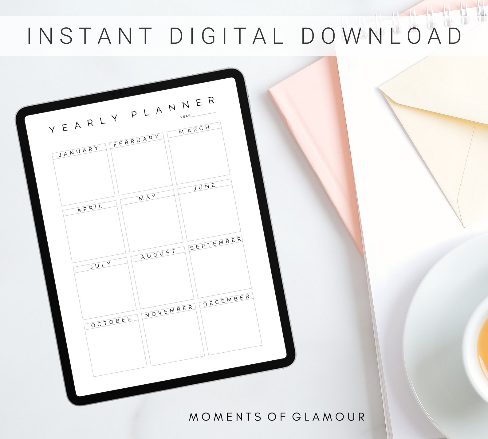 Simple Yearly Planner Year at a Glance Printable & - Etsy