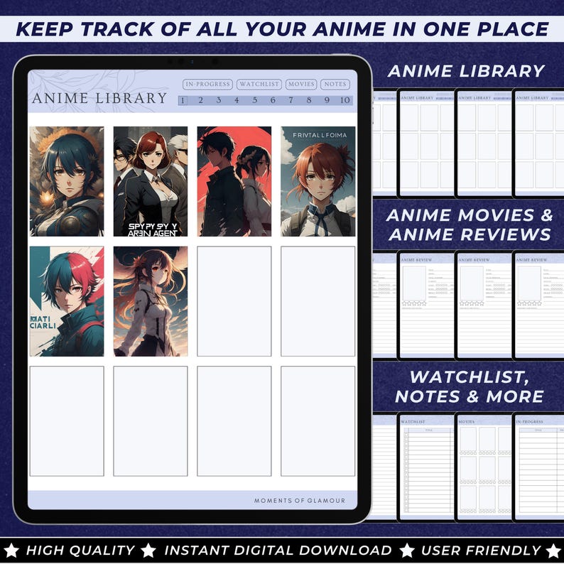 Digital Anime Journal Template Anime Checklist Anime Watchlist Digital ...