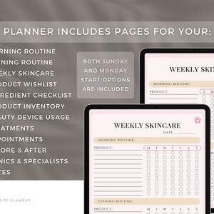 Skin Care Routine Journal Digital Self Care Planner for Skincare ...
