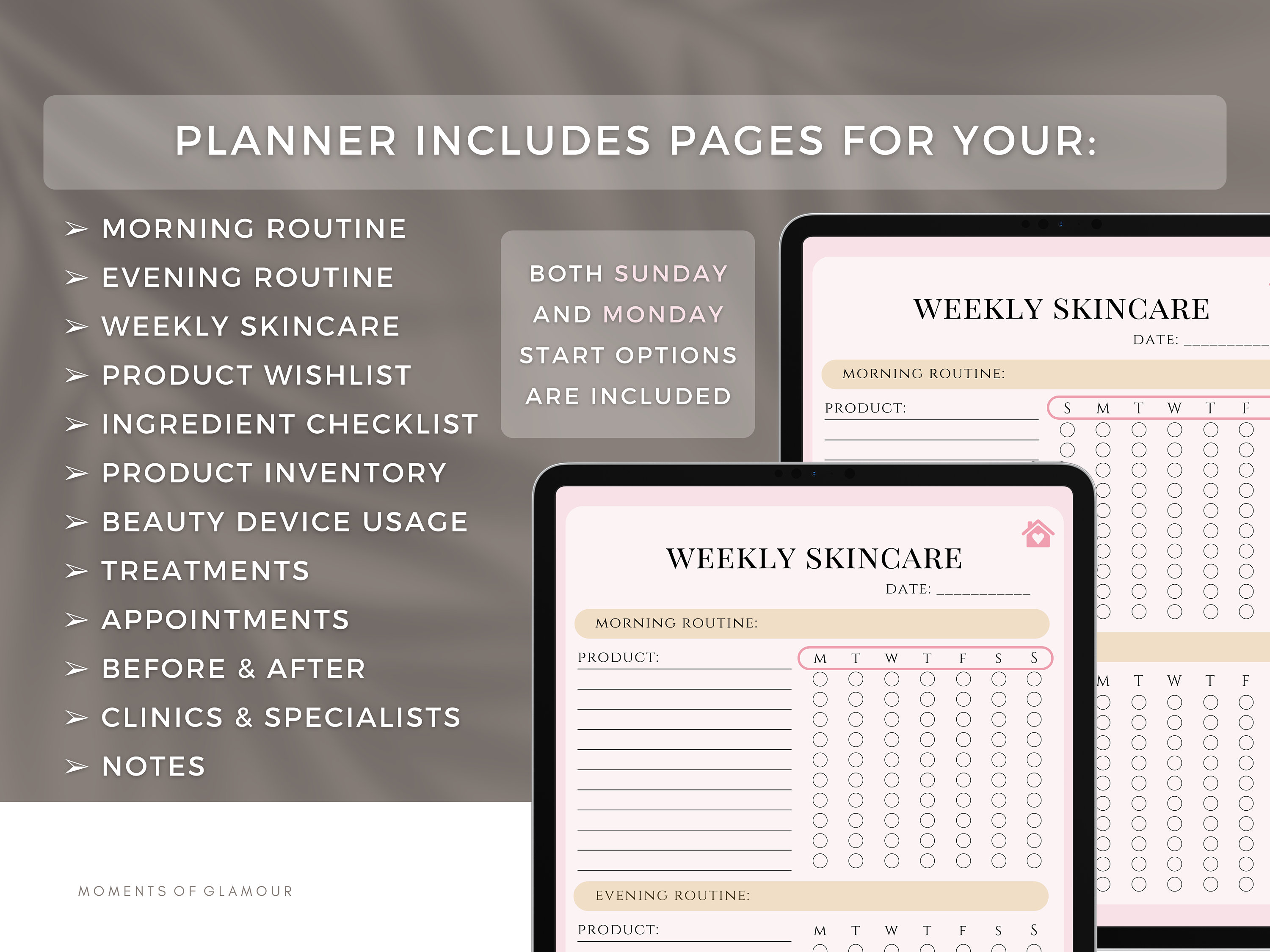Skin Care Routine Journal Digital Self Care Planner for Skincare ...