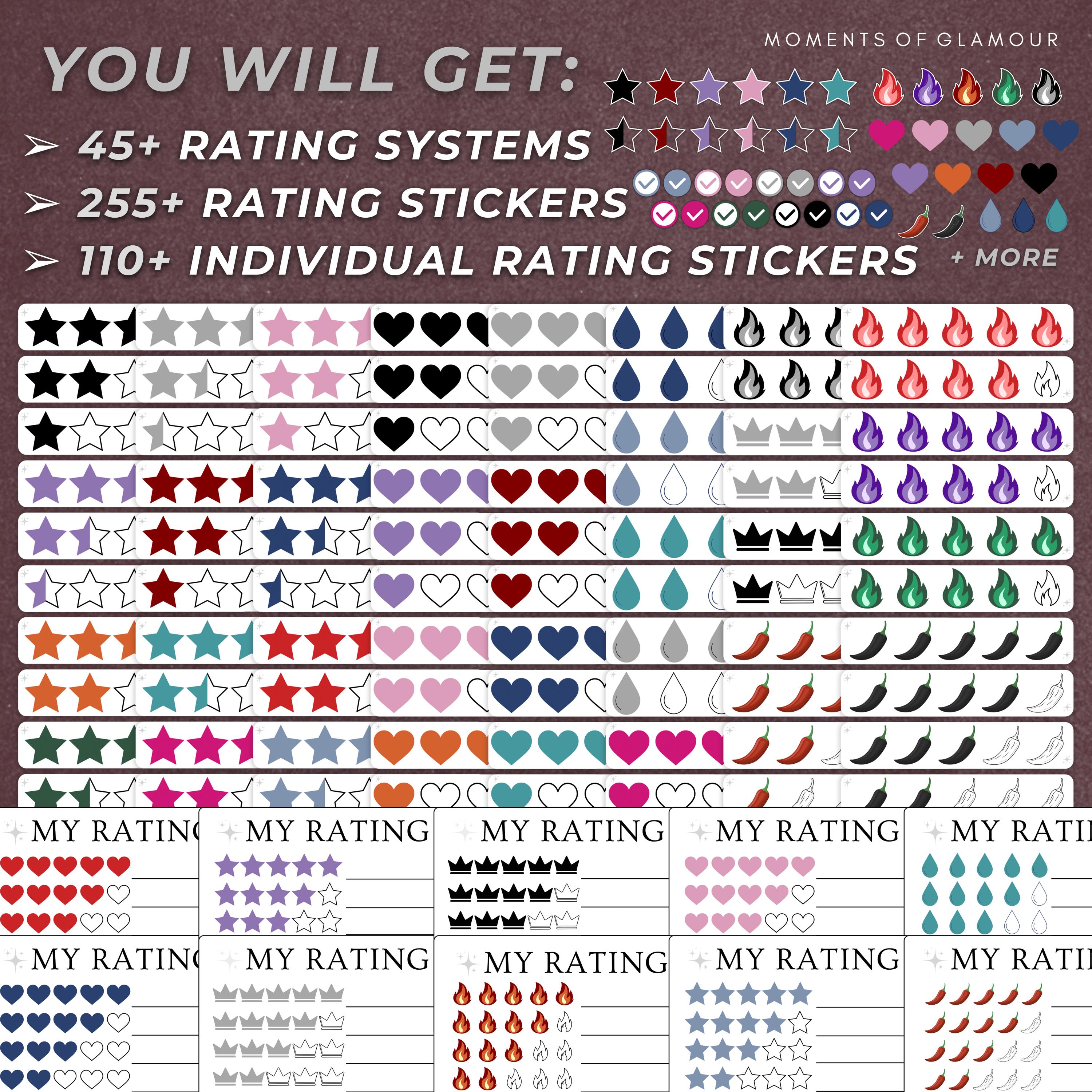 Reading Sticker for Journaling Sticker Star Rating Digital Sticker Book ...