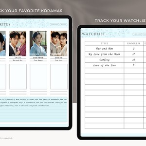 Kdrama Digital Journal K Drama Tracker K-drama List Digital Kdrama Planner Korean Drama Movie ...