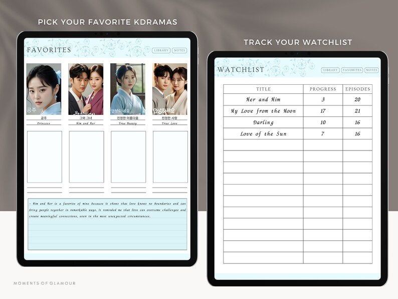 Kdrama Digital Journal K Drama Tracker K-drama List Digital Kdrama Planner Korean Drama Movie ...