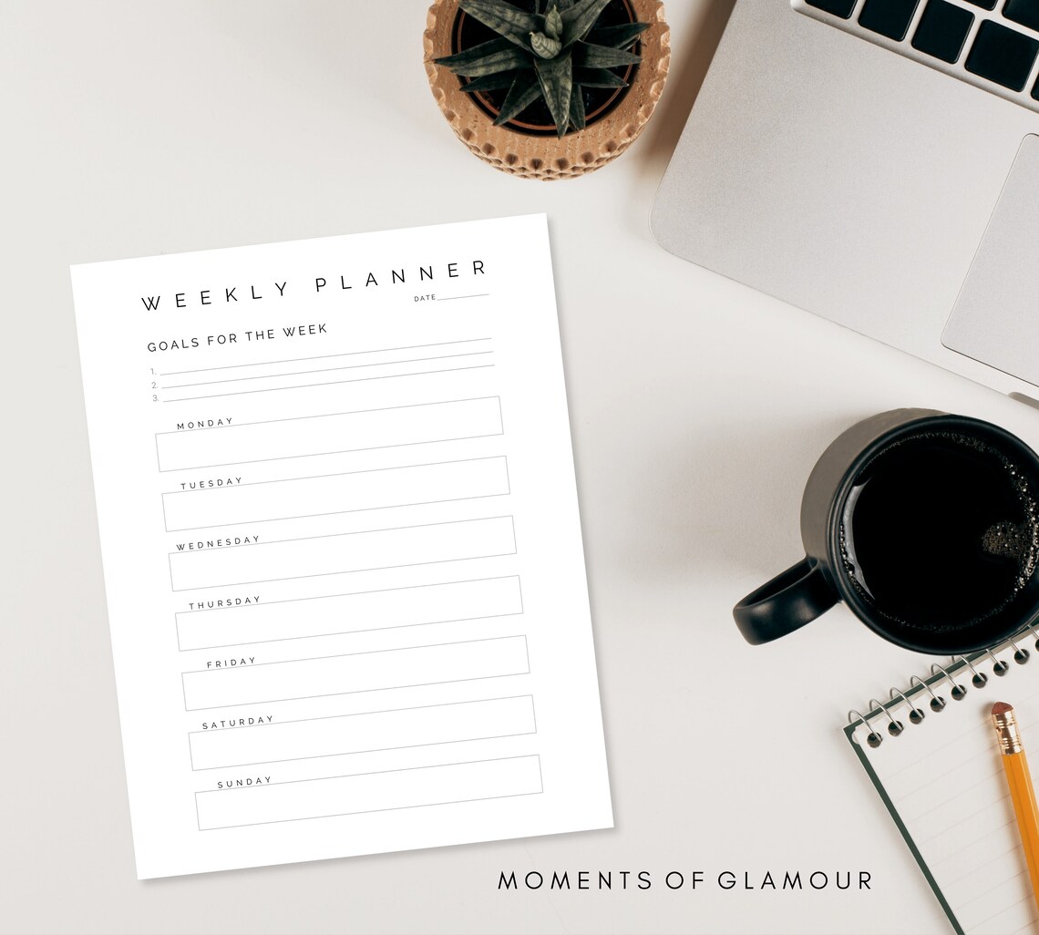 Simple Weekly Planner Printable Planner Template - Etsy