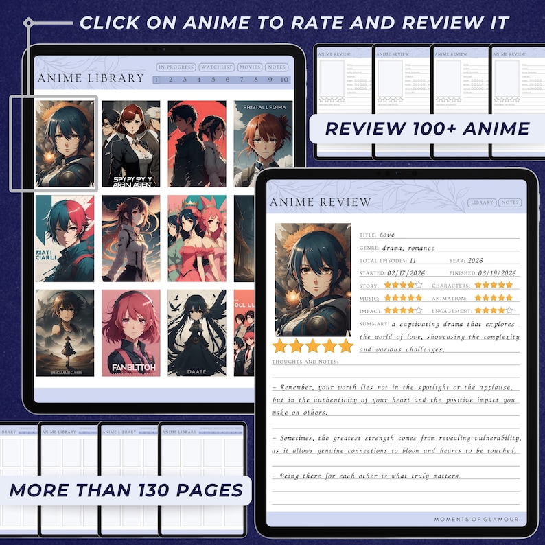 Digital Anime Journal Template Anime Checklist Anime Watchlist Digital ...