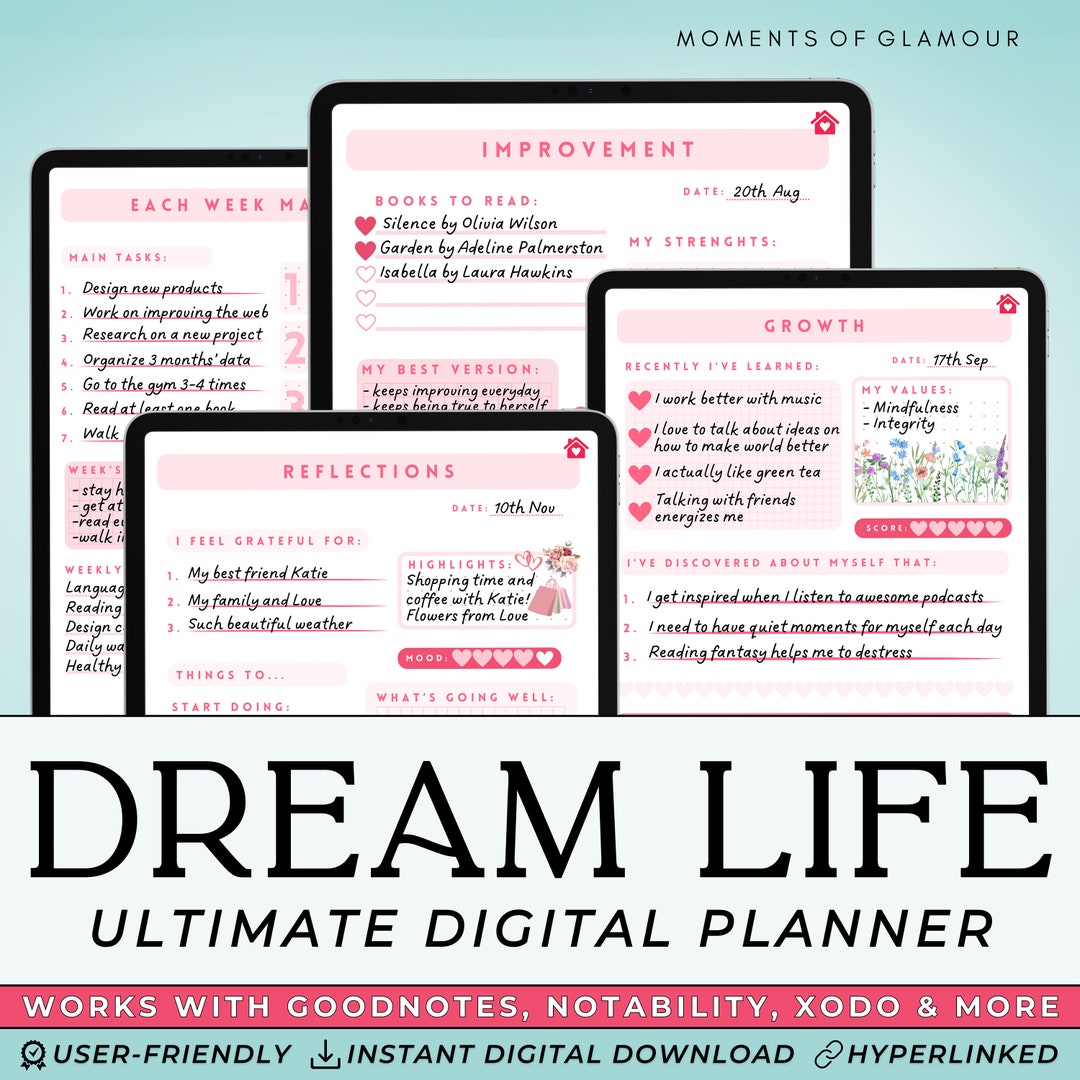 Digital Planner Dream Life Planner Digital Journal for Her Cute Planner ...