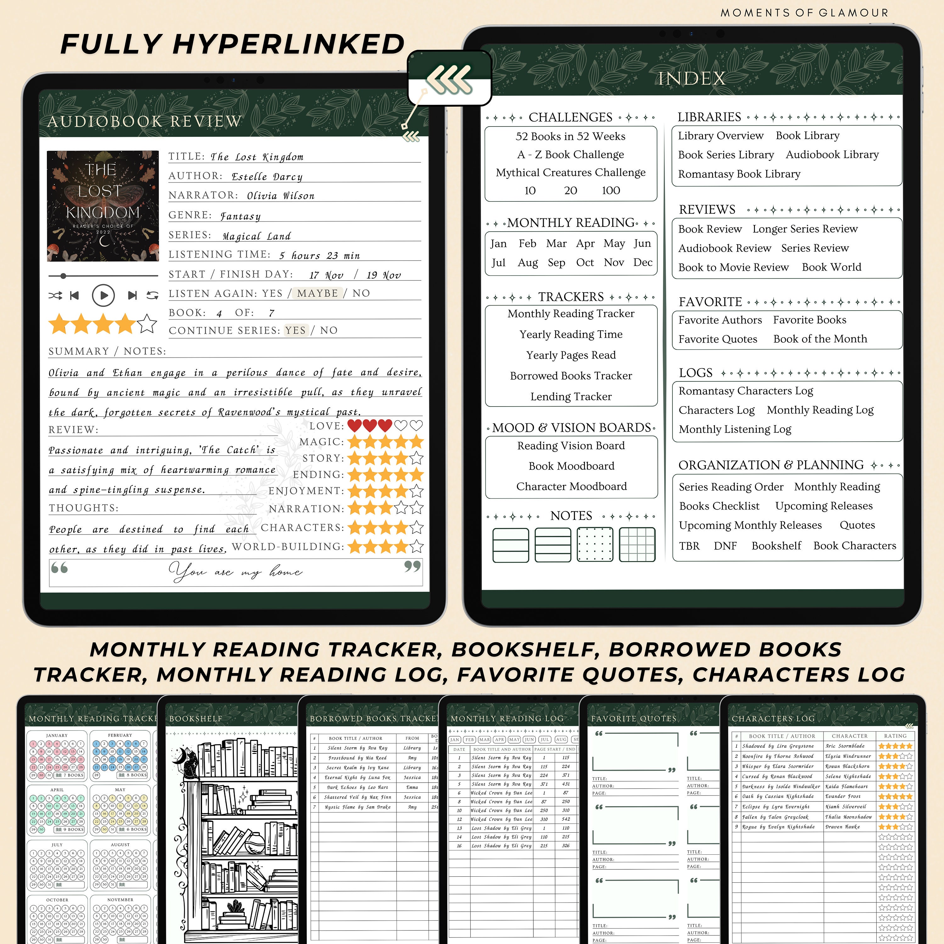 Fantasy Reading Journal Digital Book Journal Romantasy Reader Planner ...