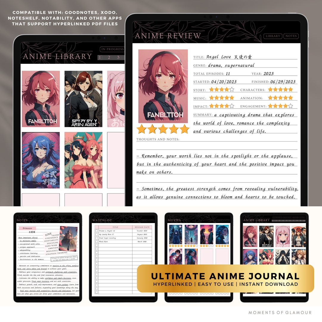 Digital Anime Journal Template Anime Notebook Digital Anime Planner ...