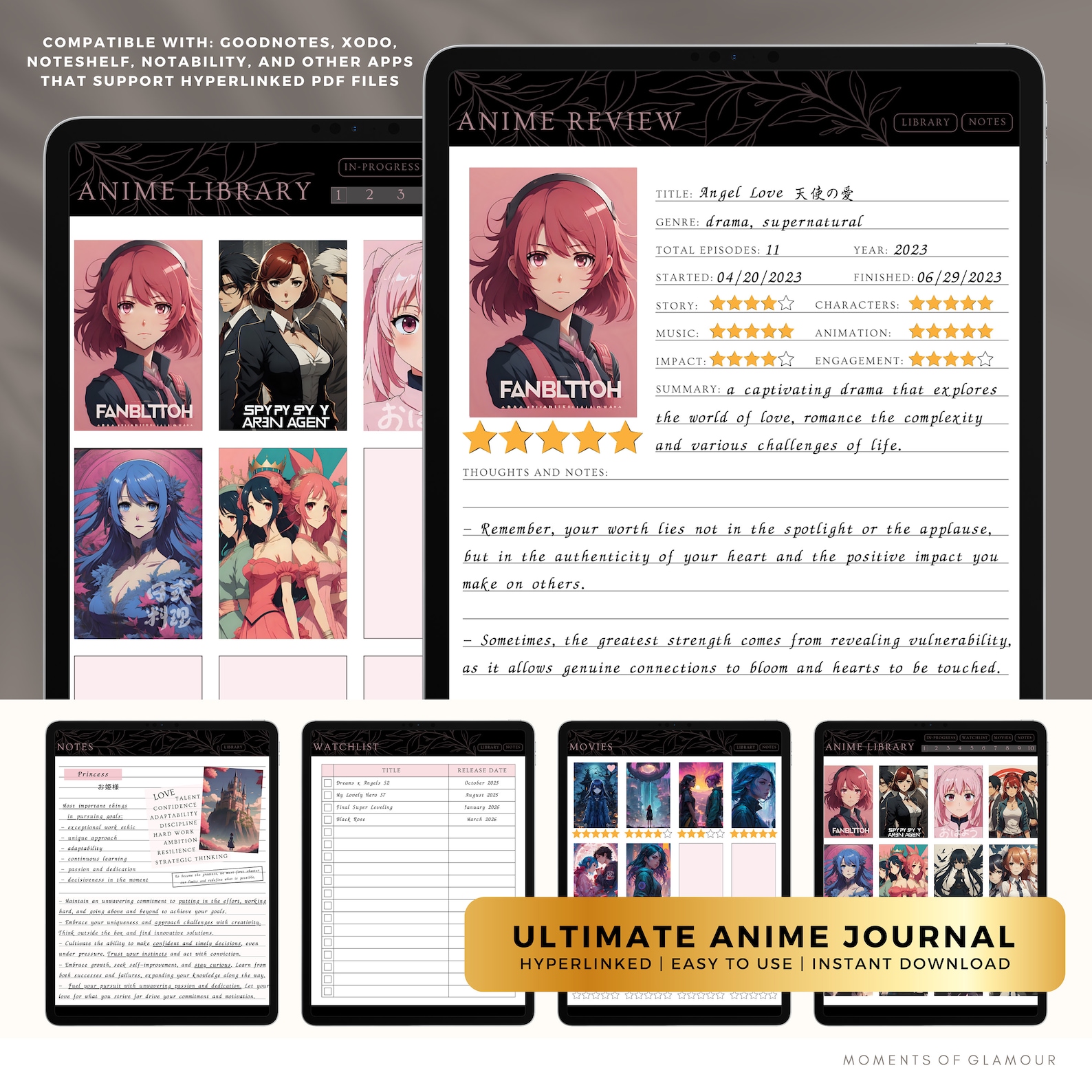 Digital Anime Journal Template Anime Notebook Digital Anime Planner ...