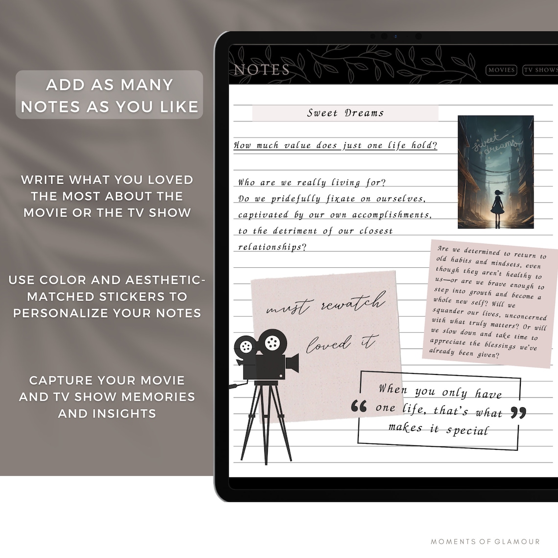 Movie Watching Journal for Movie Digital Planner Film Logbook Movie ...