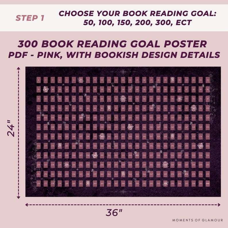 Book Goal Printable Bookish Wall Art Custom Print Book Reader Poster ...