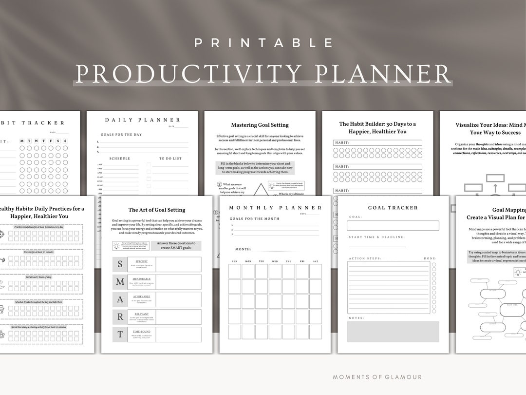 DIGITAL GOAL TRACKER, Routine Template, Daily Habit Tracker, Elegant ...