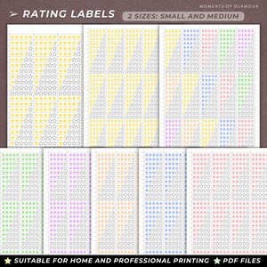 Printable Reading Sticker Bundle Rating Sticker Journal Reading Sticker ...