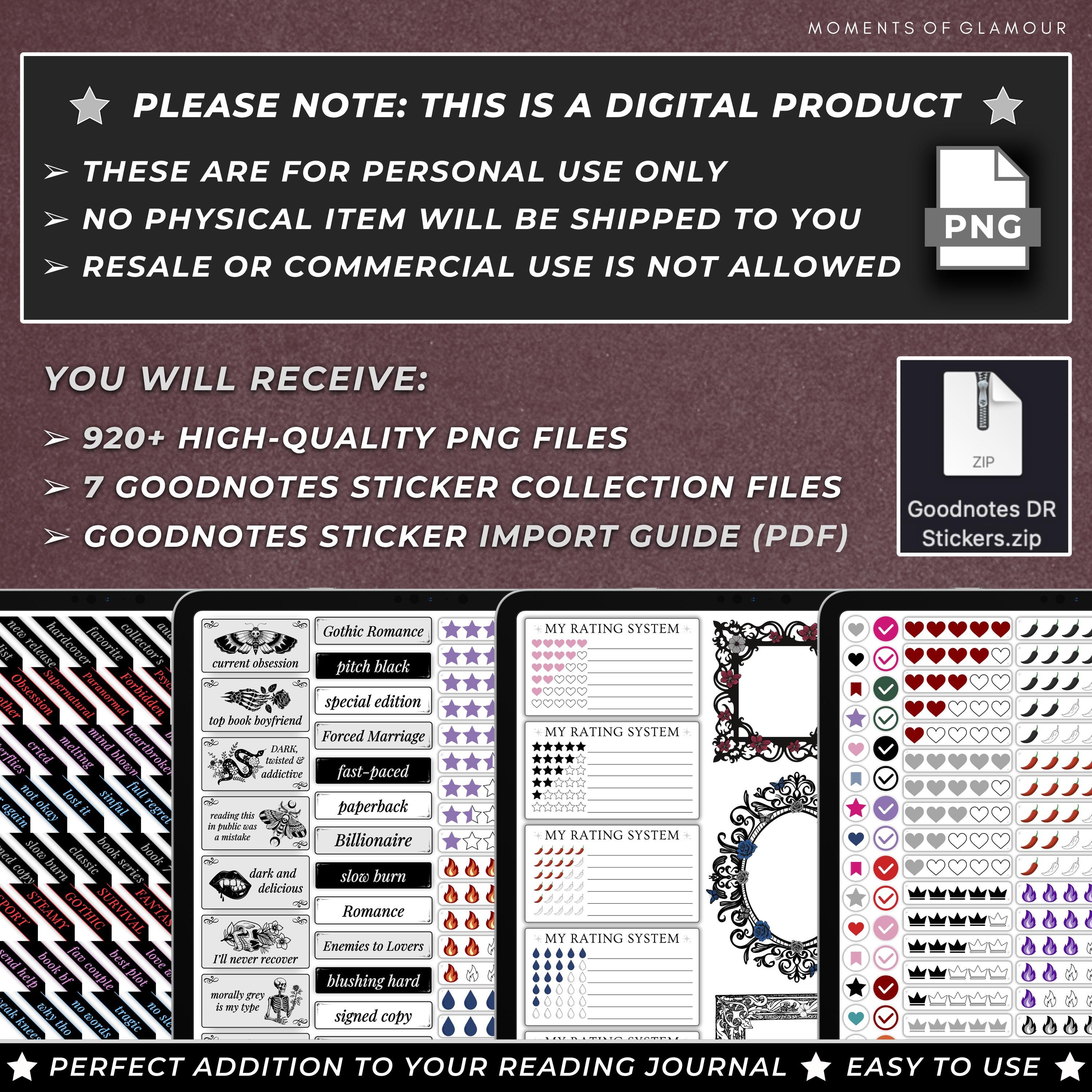 Reading Sticker for Journaling Sticker Star Rating Digital Sticker Book ...