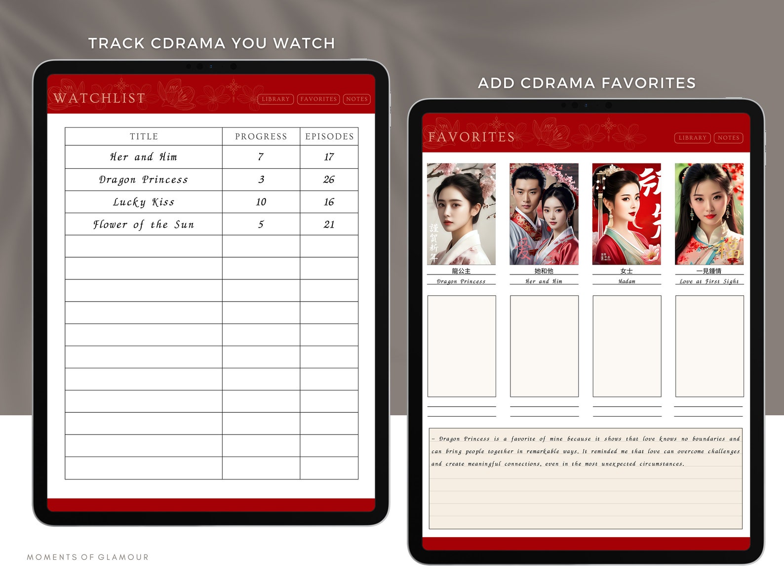 Cdrama Journal Digital C Drama Planner Chinese Drama Tracker C-drama ...