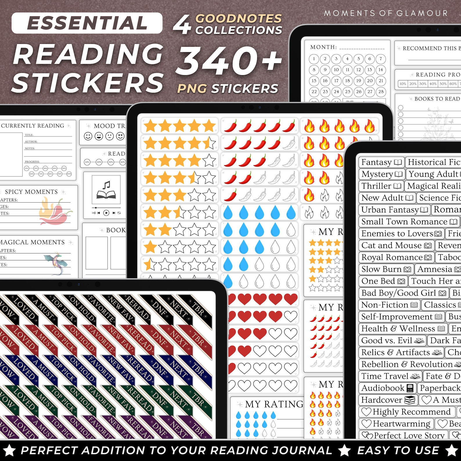 Digital Reading Journal Sticker for Reader Sticker Pack Digital ...