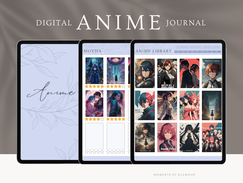 Digital Anime Journal Template Anime Checklist Anime Watchlist Digital ...