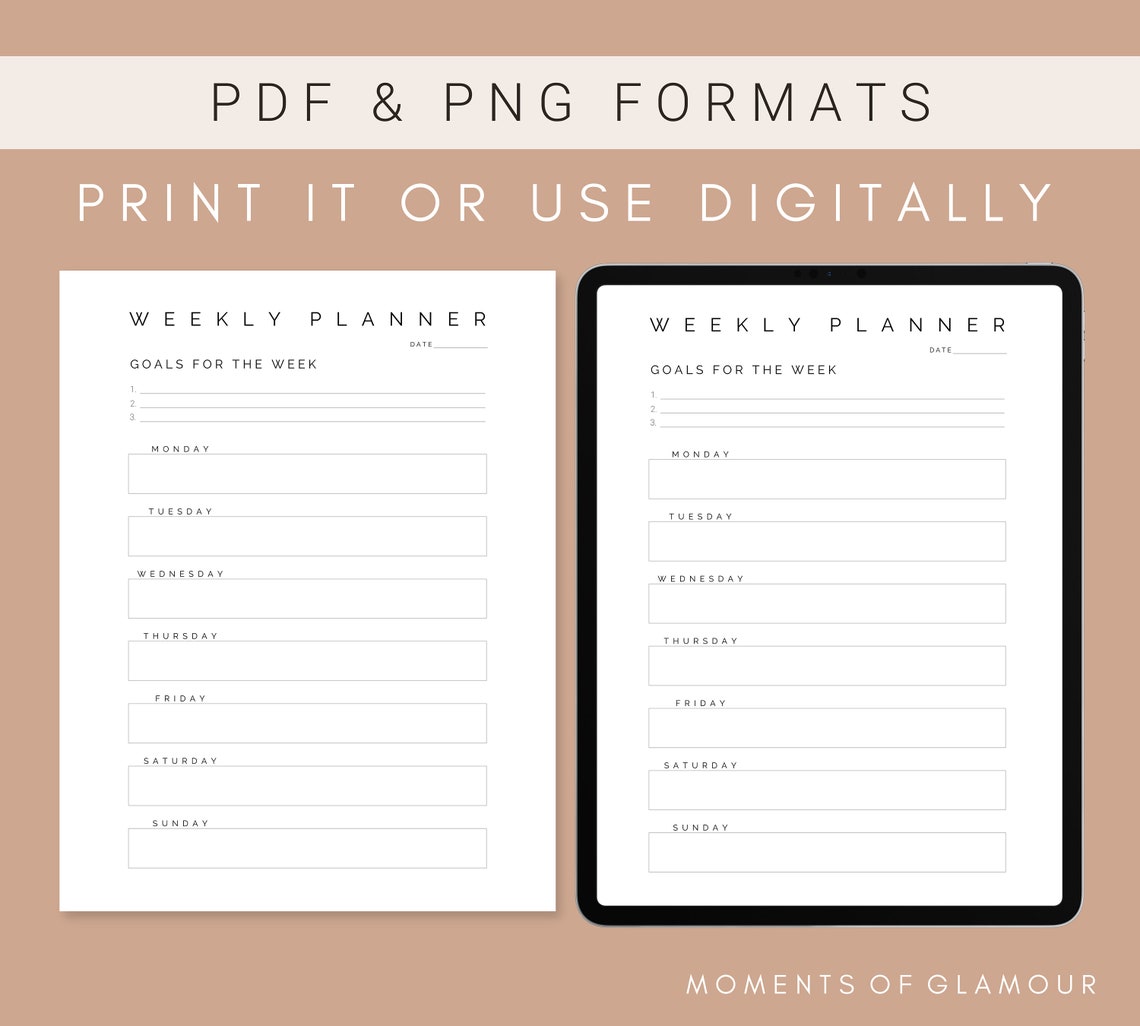 Simple Weekly Planner Printable Planner Template - Etsy