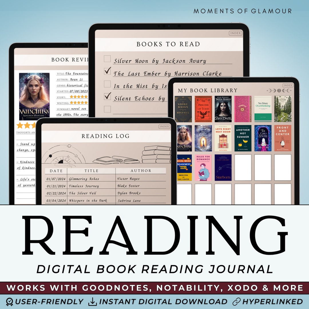 Reading Journal for Book Reading Digital Log for Reader Book Tracking ...