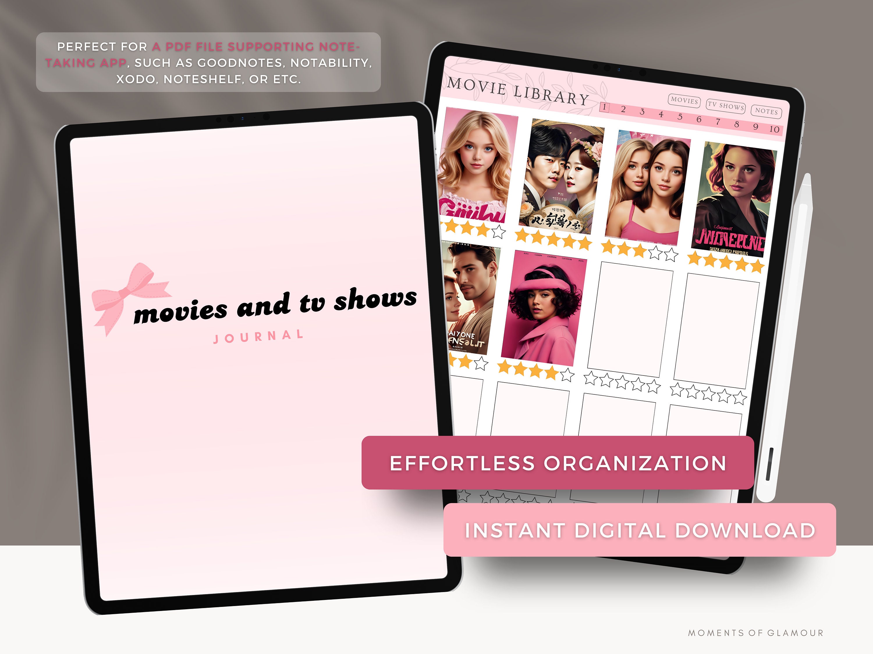 Digital Movie Journal for TV Watching Digital Logbook for Movie ...