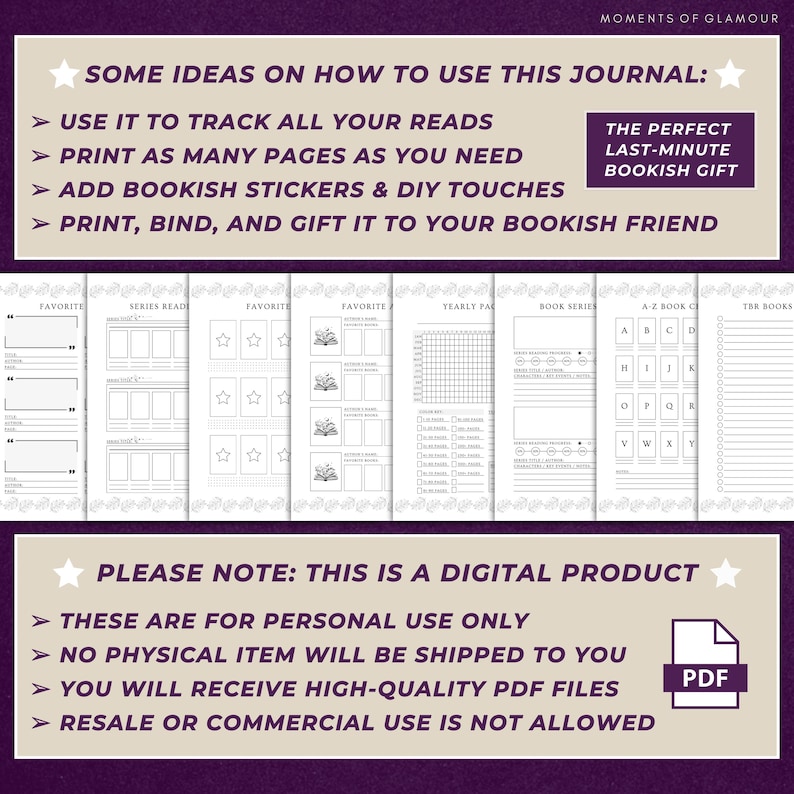 Printable Fantasy Reading Journal PDF Book Tracker Romantasy Reading ...
