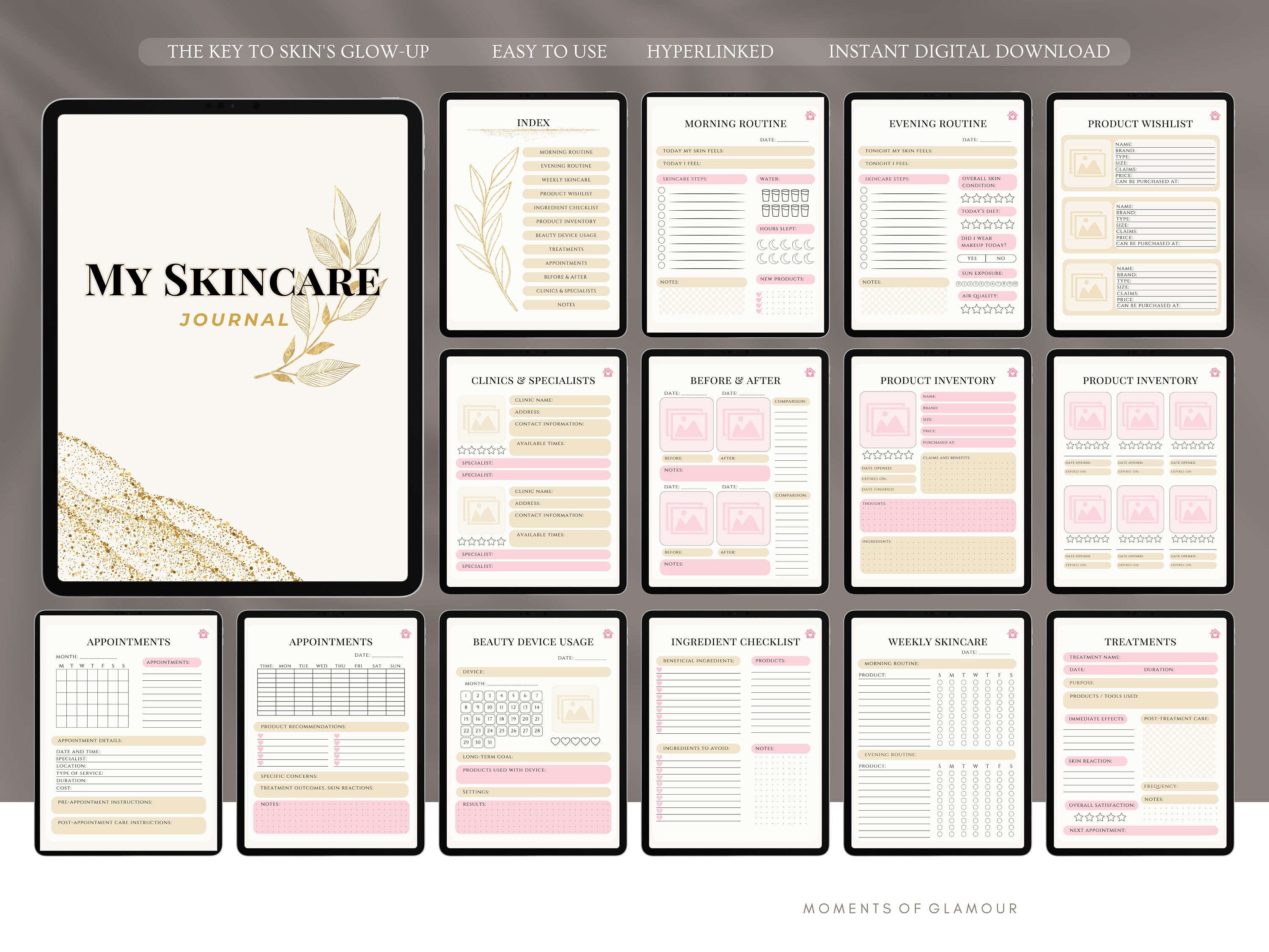 Beauty Journal Digital Skincare Planner for Skin Care Logging Selfcare ...