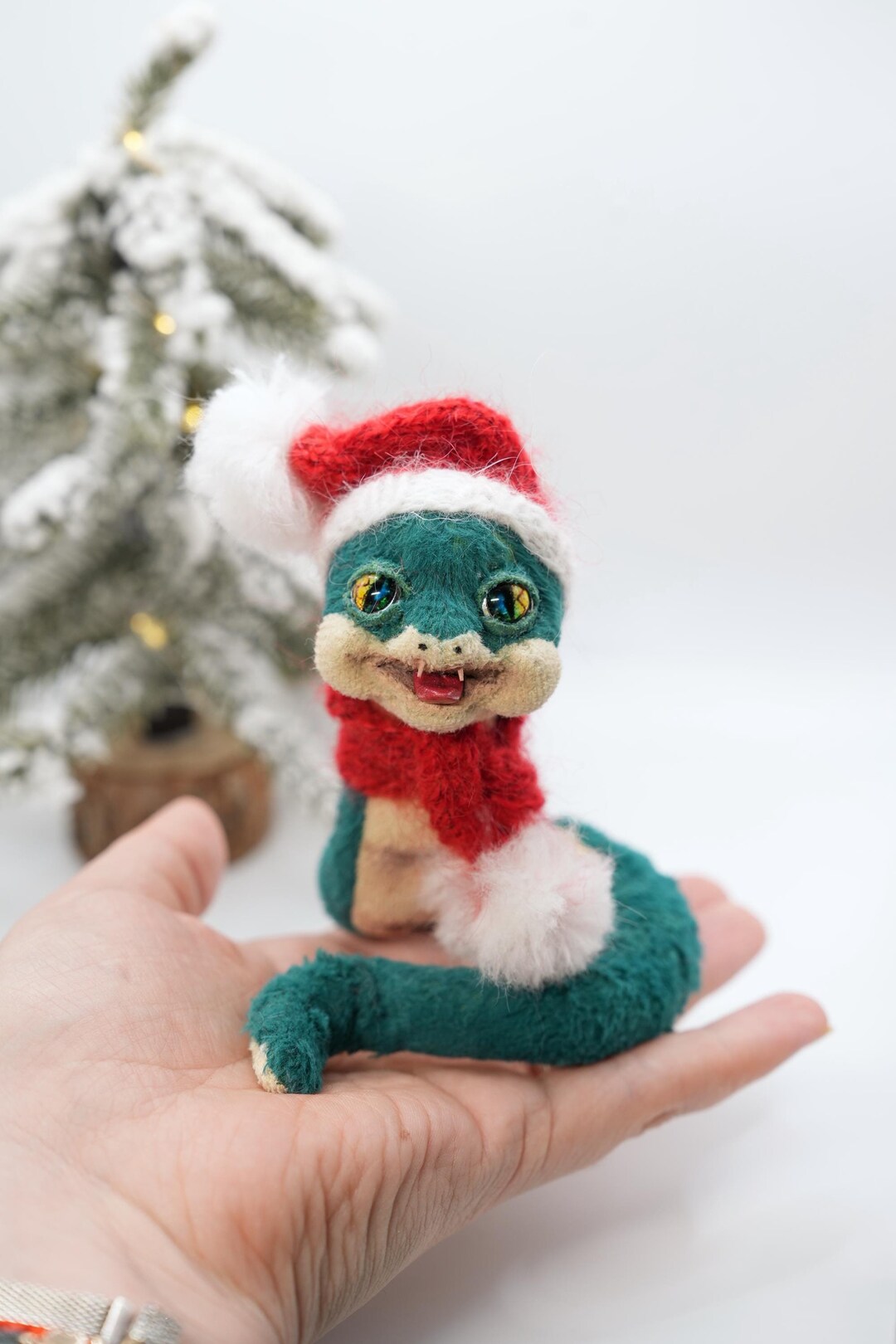 Christmas Teddy Snake – 30 Cm Poseable Artist Plush Toy – Handmade From ...