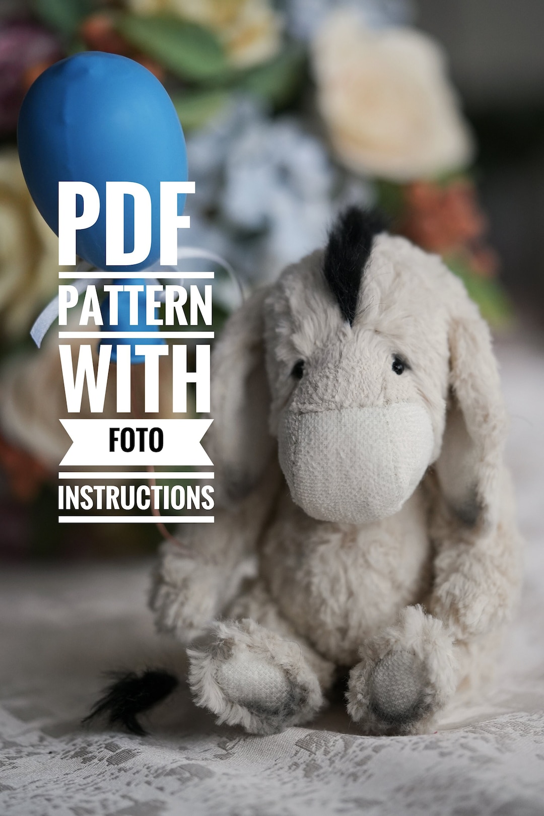 Sewing Pattern Donkey PDF Handmade Teddy Donkey Plush Toys Stuffed ...