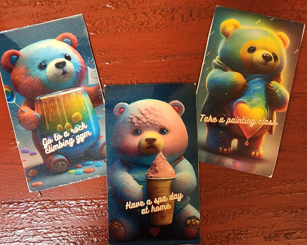 Self Care Bear Cards: 3 Messages From the Universe - Etsy