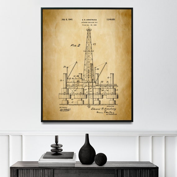 Oil Rig Poster Patent Drawing Digital Download PNG SVG | Etsy