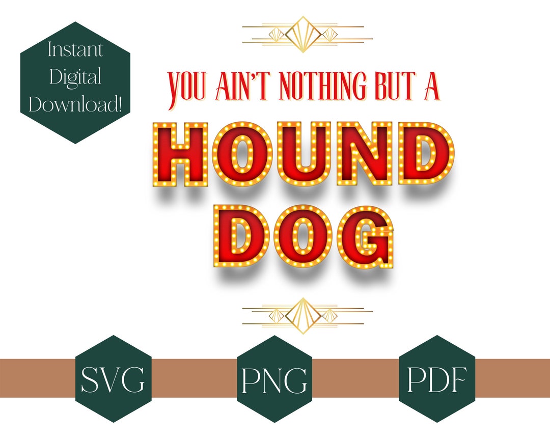 Elvis Presley Hound Dog Printable Graphic SVG PNG Instant Digital ...