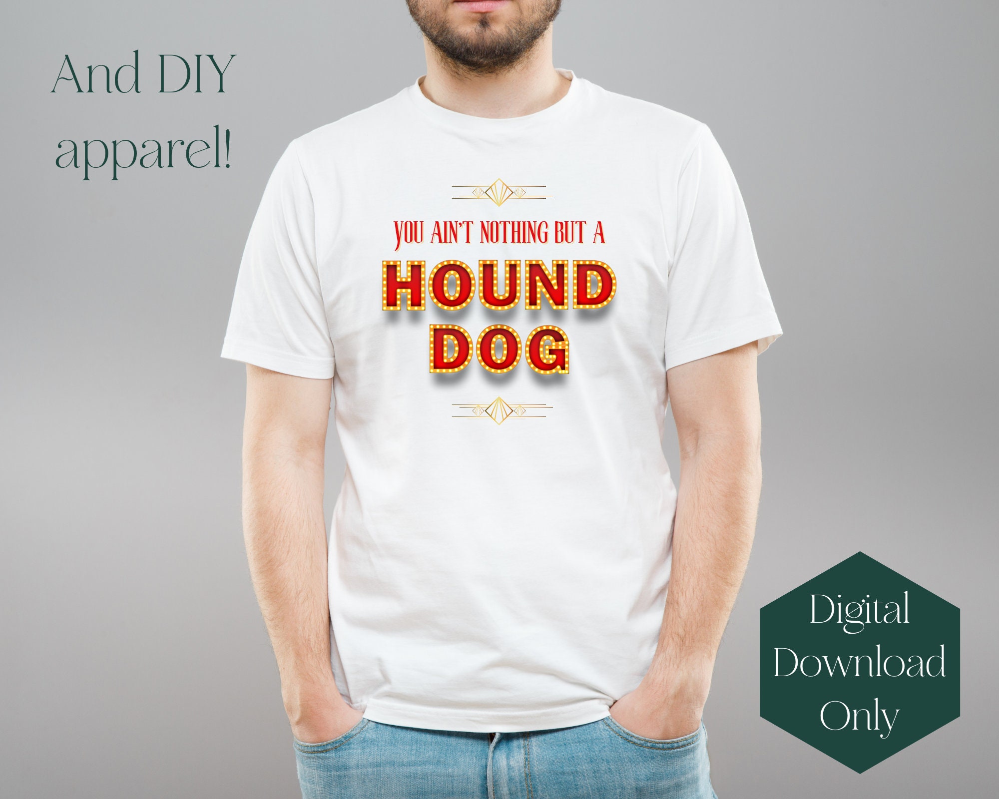 Elvis Presley Hound Dog Printable Graphic SVG PNG Instant Digital ...