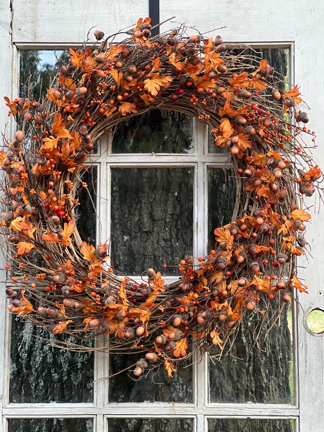Natural Fall Acorn Wreath 34in - Etsy