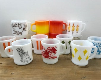 Milk Glass Mugs Vintage - Etsy