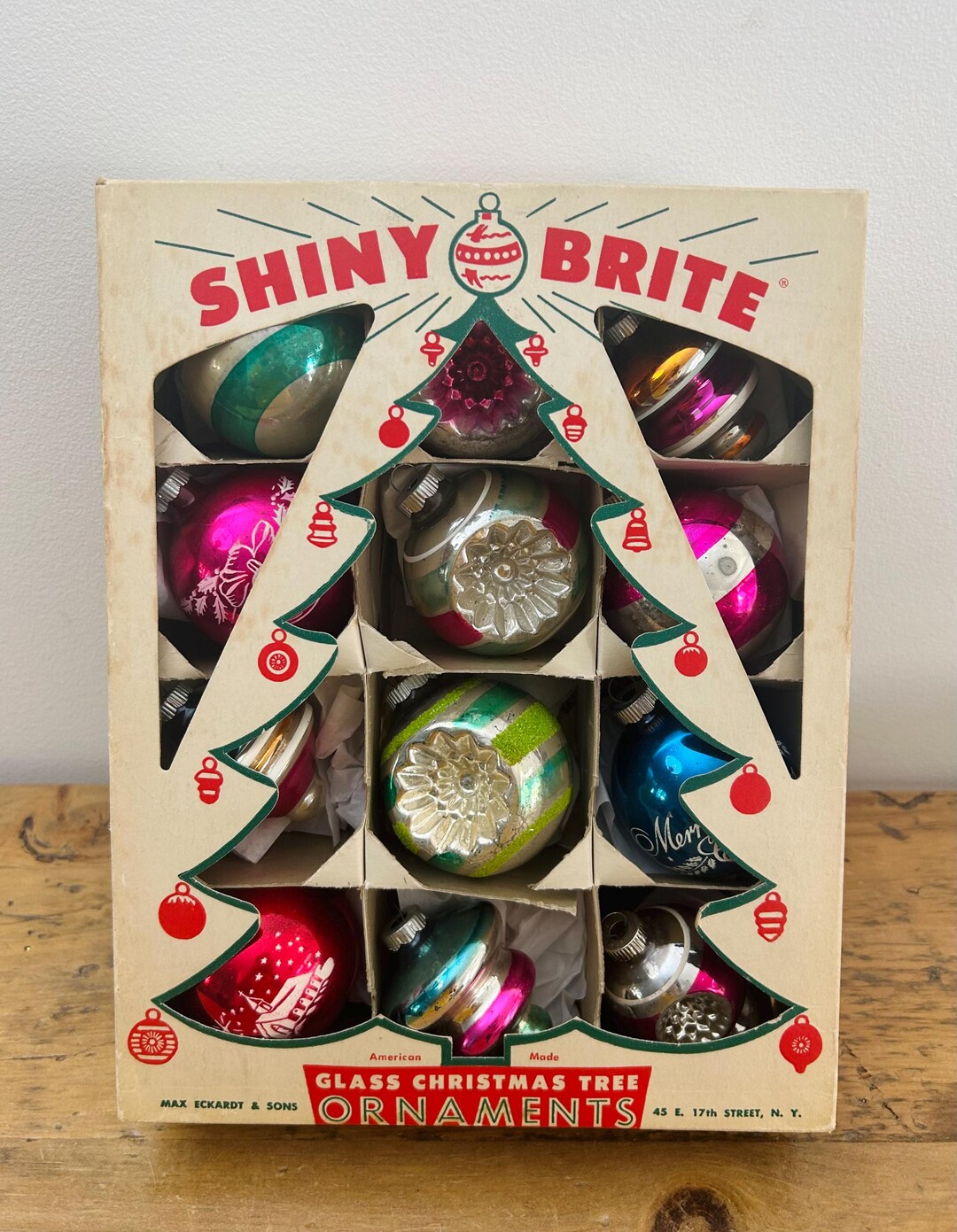 Vintage Box of Large Shiny Brite Mercury Glass Ornaments - Etsy
