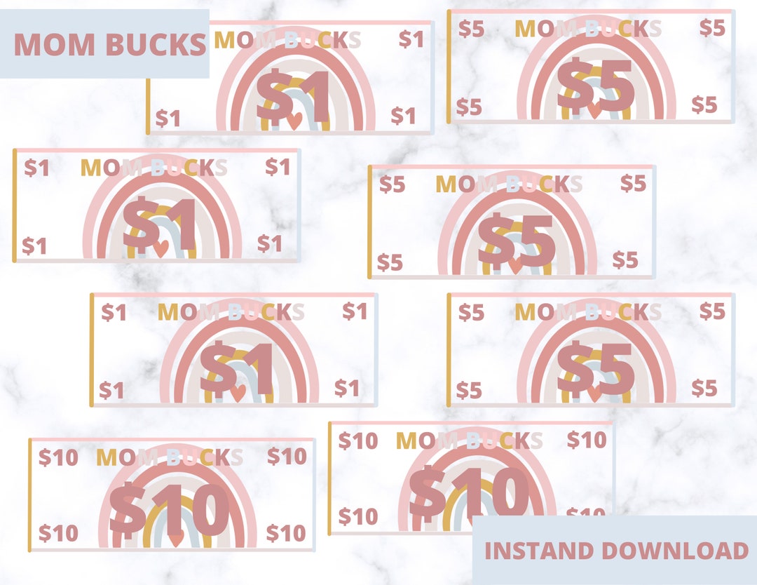 MOM BUCKS Instant Download PDF File - Etsy