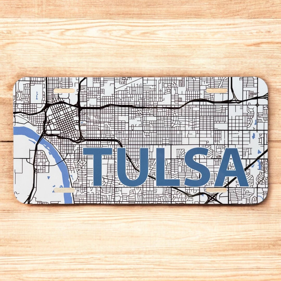 Tulsa Oklahoma Map License Plate – Custom Vanity Plate – Tulsa Skyline ...