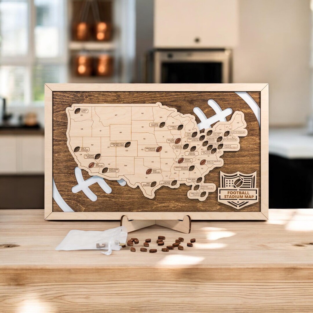 Personalized NFL Stadium Travel Map - Wooden Football Stadium Tracker ...