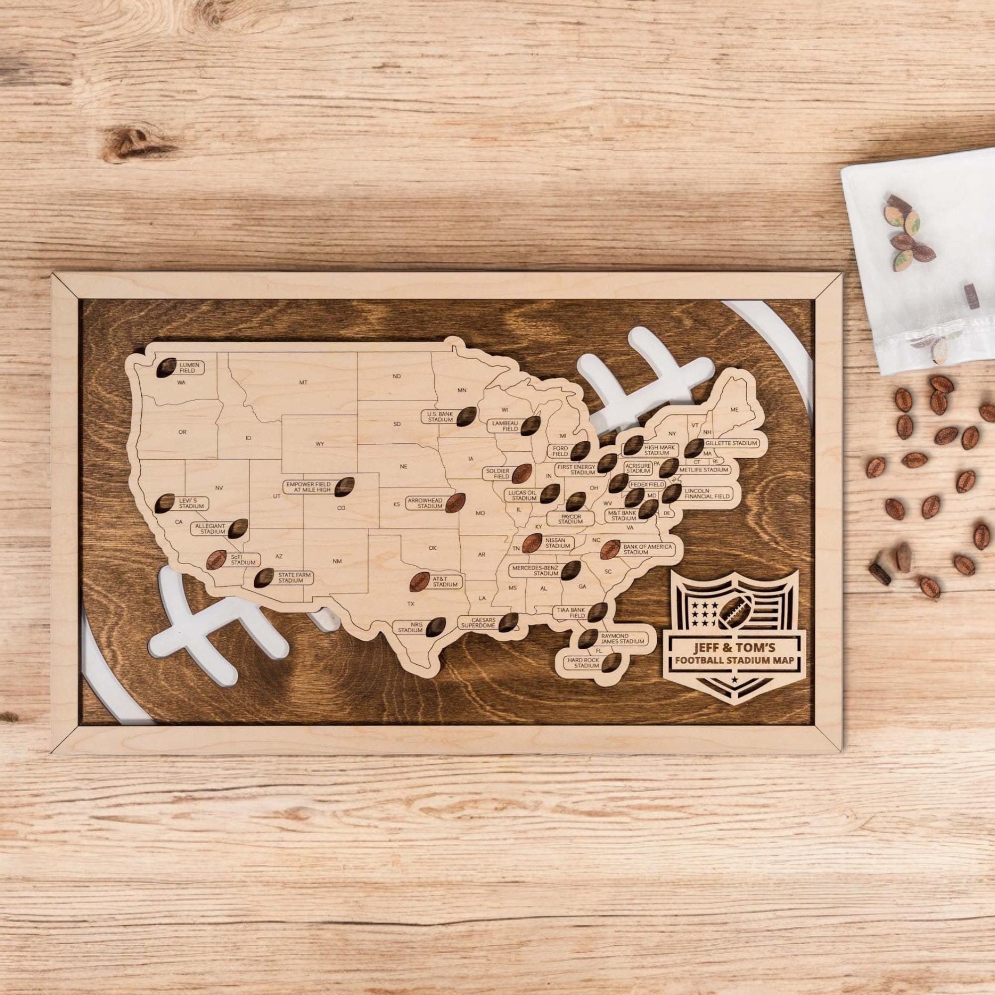 Personalized NFL Stadium Map – Handmade Wooden Football Tracker - Etsy
