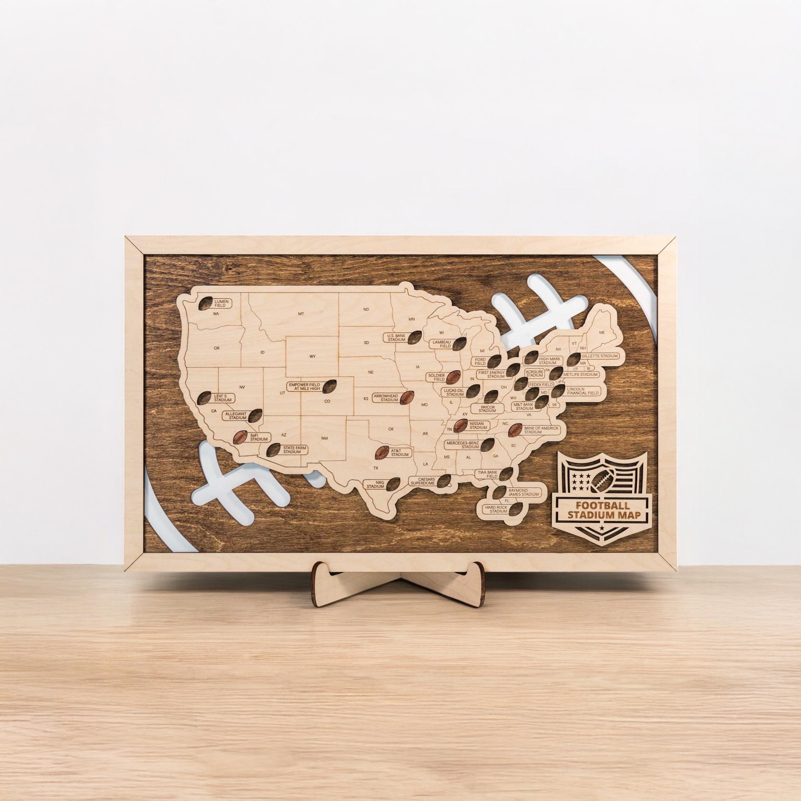 Personalized NFL Stadium Map – Handmade Wooden Football Tracker - Etsy