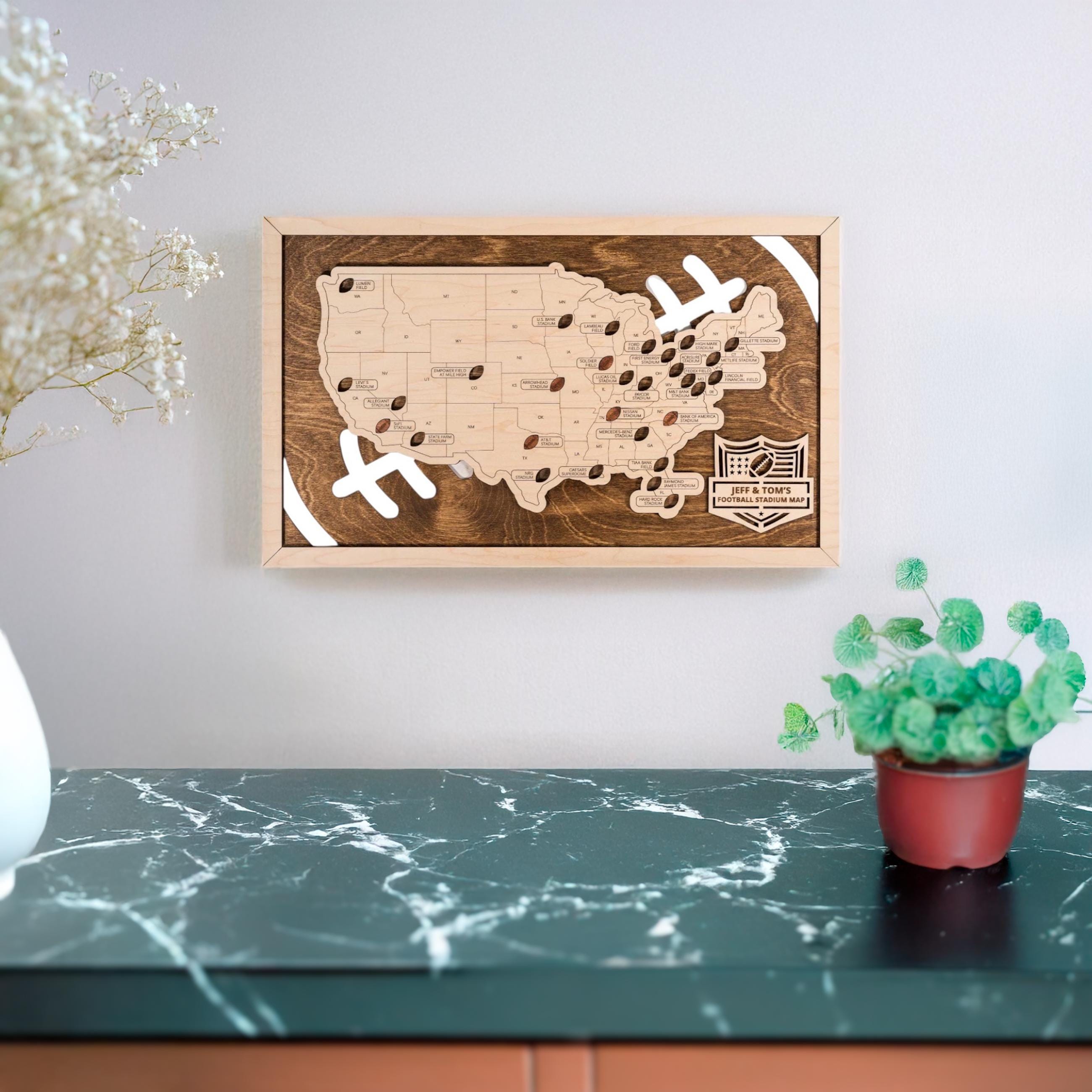 Personalized NFL Stadium Map – Handmade Wooden Football Tracker - Etsy