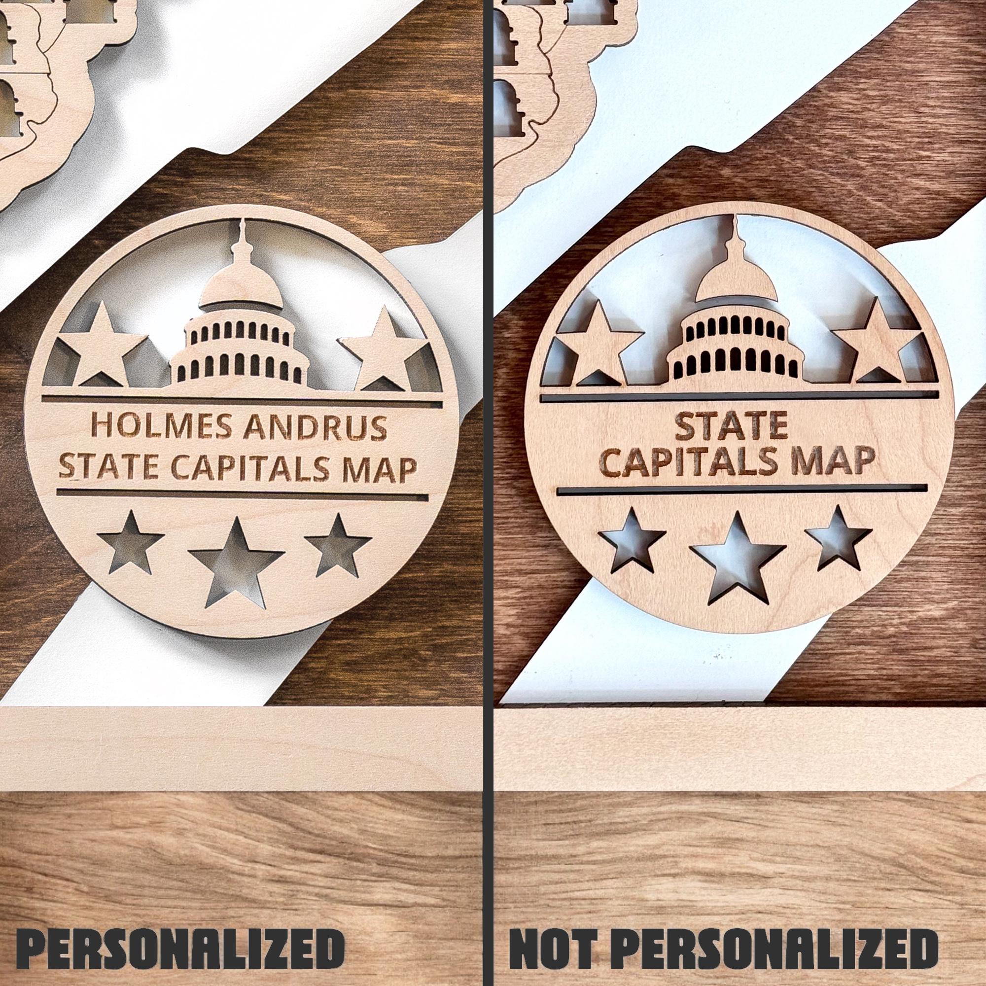 Personalized USA State Capitals Travel Map – Wooden US Map With Peg ...
