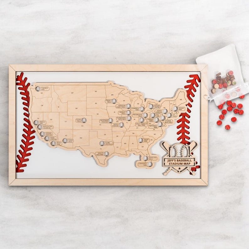 Personalized MLB Baseball Stadium Map - Wooden Ballpark Tracker ...