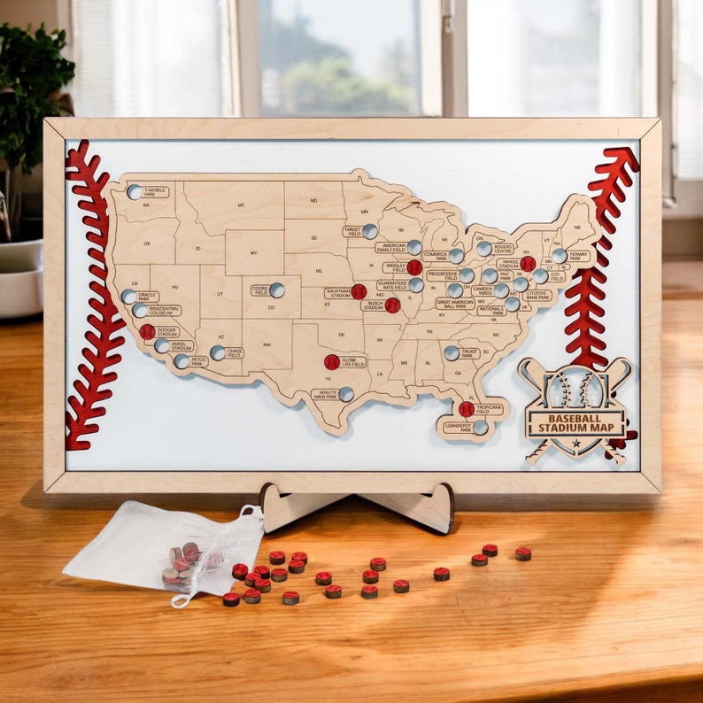 Personalized MLB Baseball Stadium Map - Wooden Ballpark Tracker ...